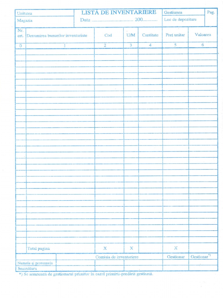 Model Lista Inventariere | PDF