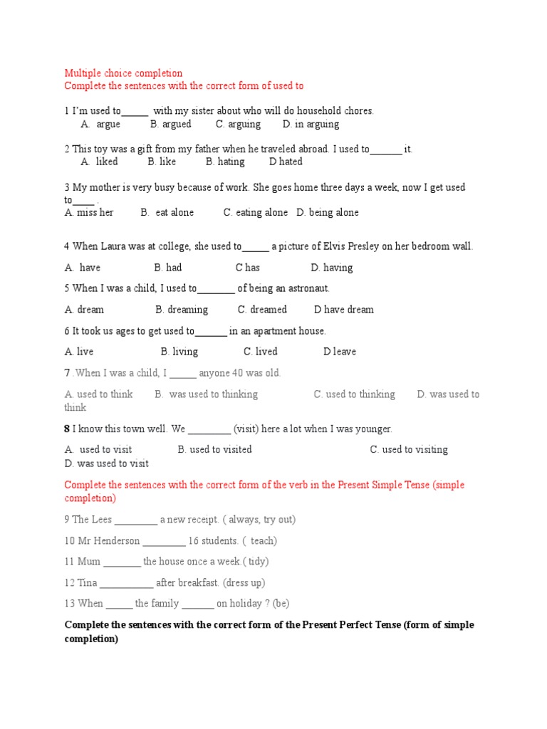 Multiple Choice Grammar Exercises | PDF