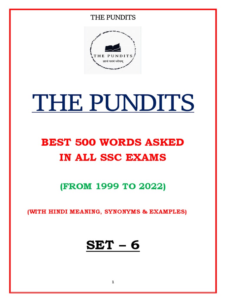 Best 500 Vocab Set 6 - THE PUNDITS - PDF | PDF | Syntactic ...