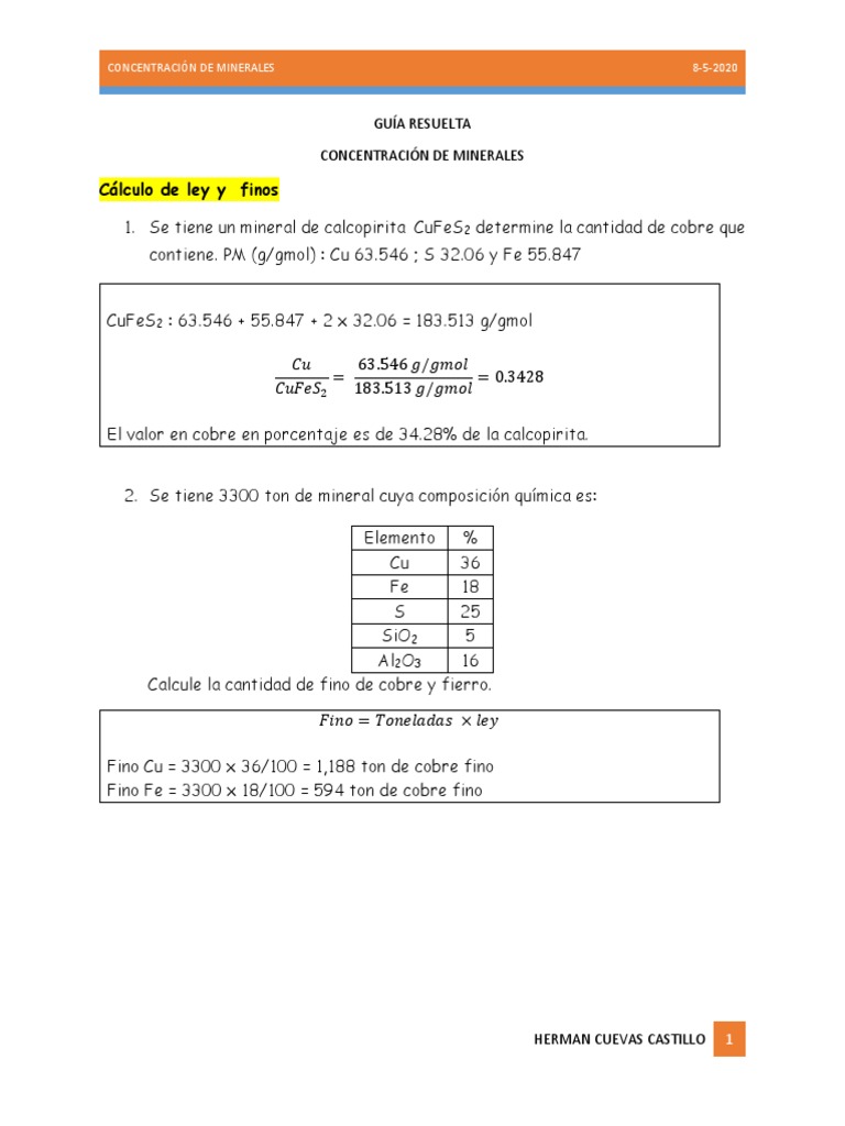 Guia Resuelta CMX | PDF | Cobre | Agua