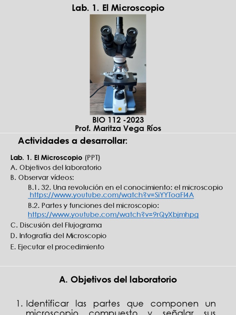 Lab. 1. El Microscopio | PDF | Microscopio | Óptica
