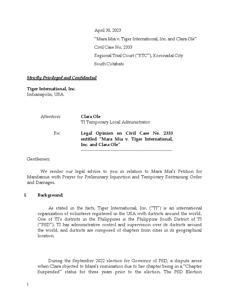 Example of A Legal Opinion Letter | PDF | Rights | Injunction