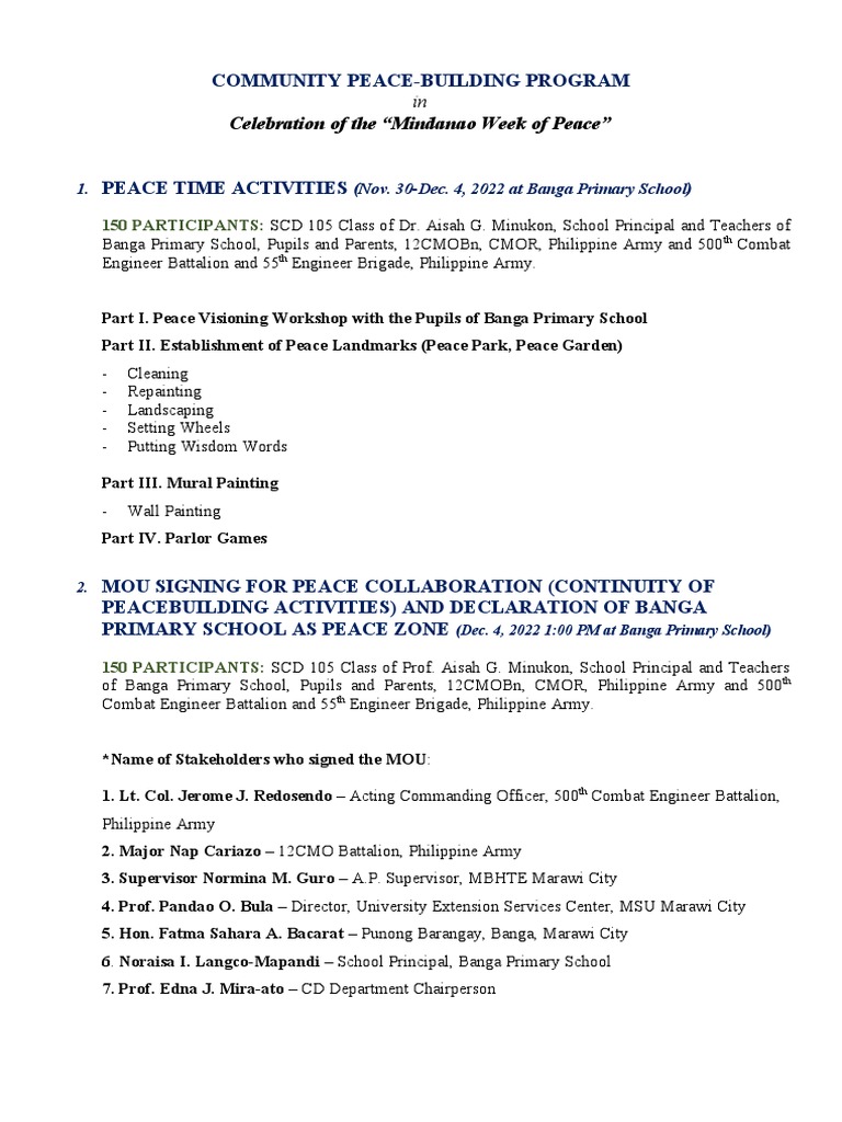 Community Peacebuilding Program Report | PDF | Military | Military ...