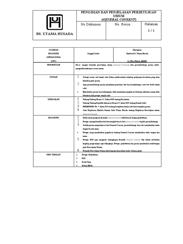 SPO-Penjelasan dan persetujuan umum(general consent) | PDF