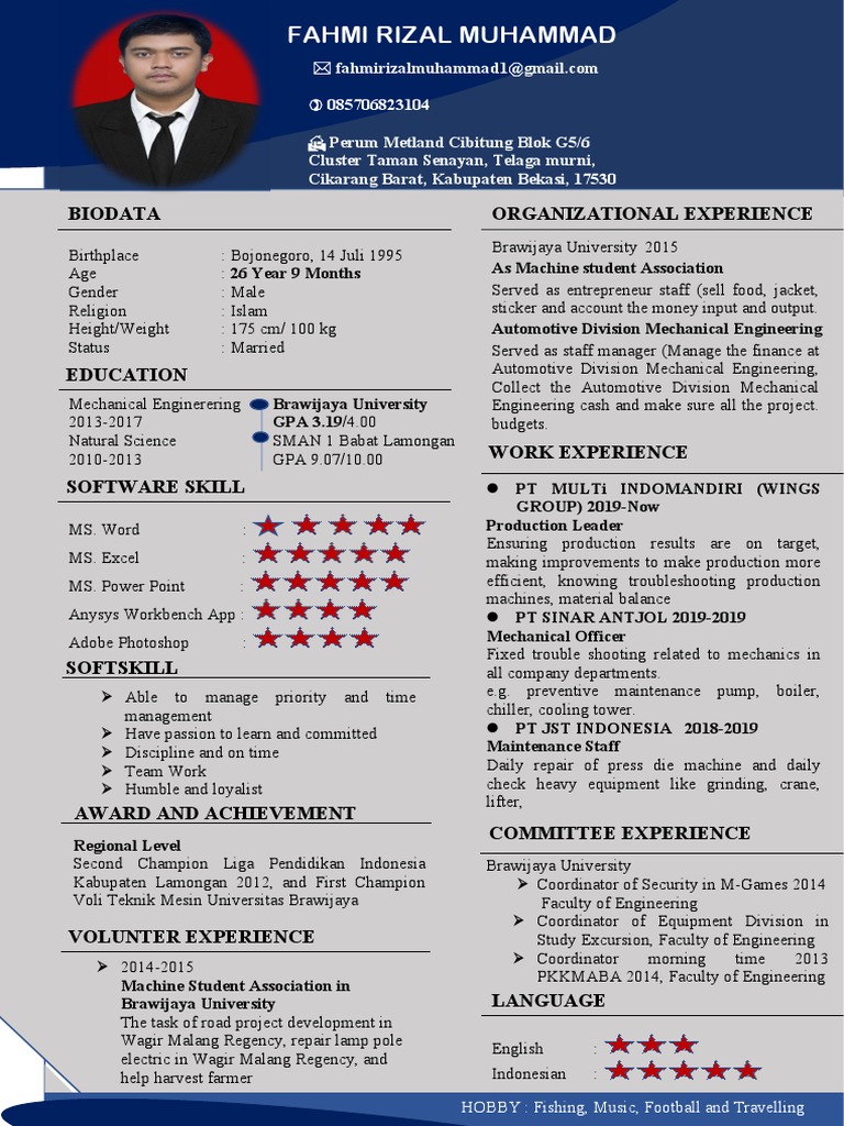 CV Baru FAHMI RIZAL MUHAMMAD | PDF | Engineering | Physical Sciences