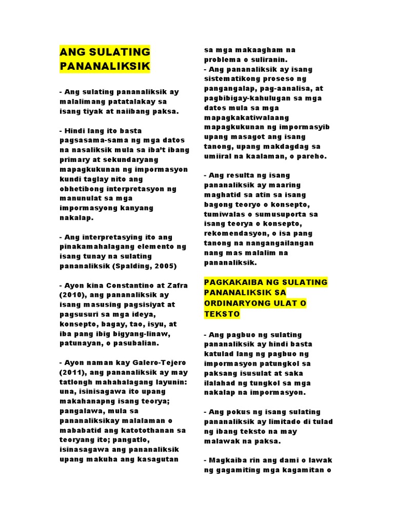 Ang Sulating Pananaliksik: Pagkakaiba NG Sulating Pananaliksik Sa Ordinaryong Ulat O Teksto | PDF