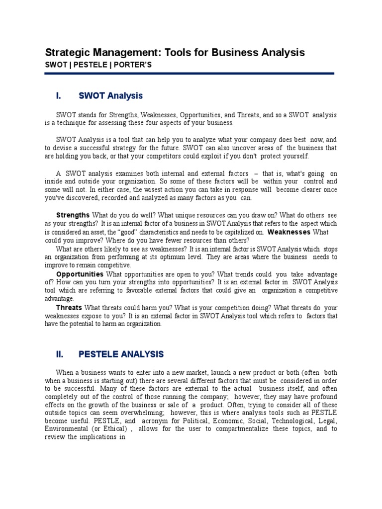 Strategic Management Tools | PDF | Swot Analysis | Sustainability