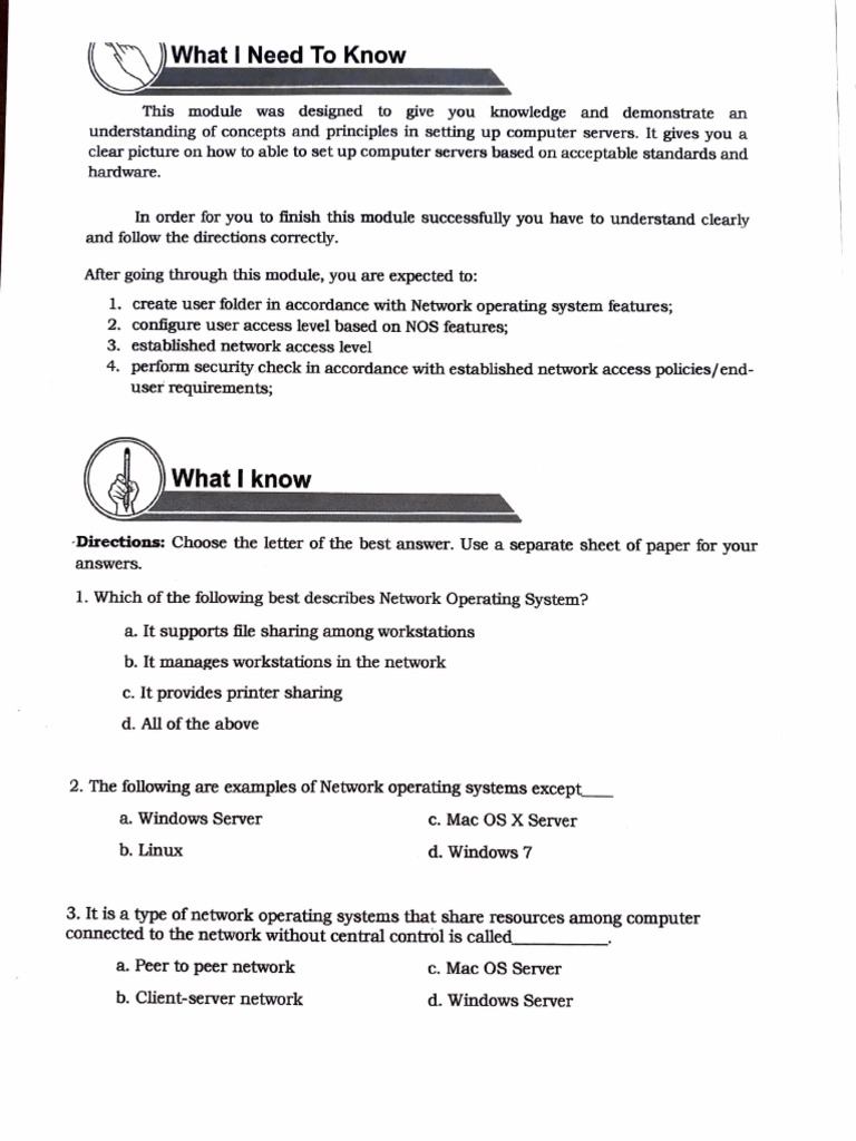 TLE Worksheet | PDF | Operating System | Client–Server Model