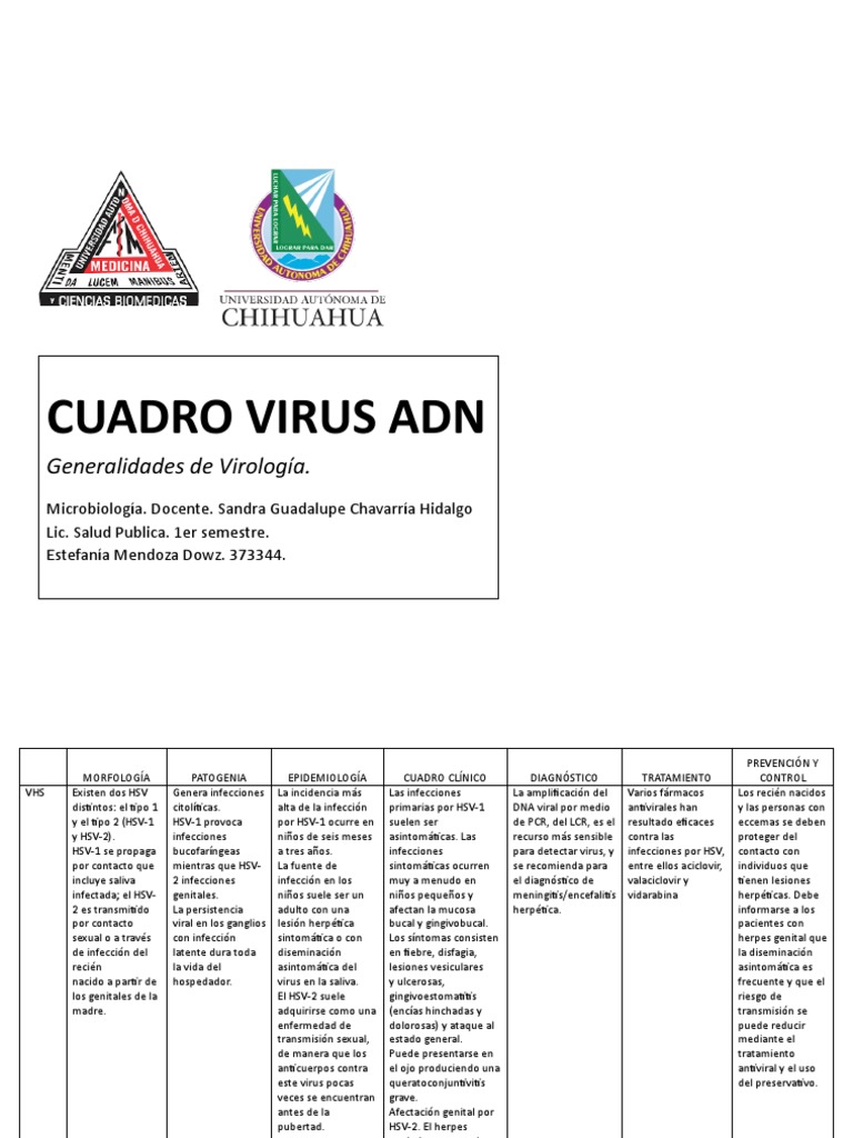 Cuadro Virus ADN | PDF | Virus | Microbiología