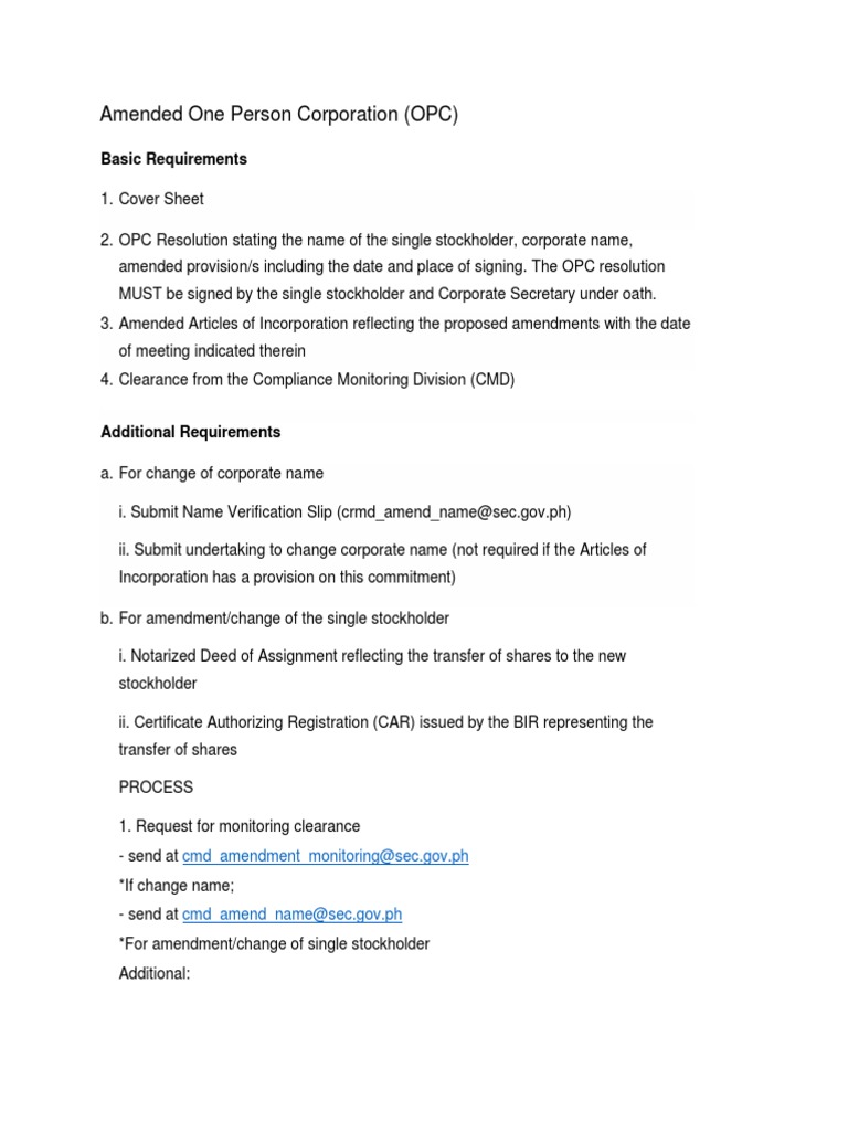 Sec Process For Amendment of By-Laws | PDF