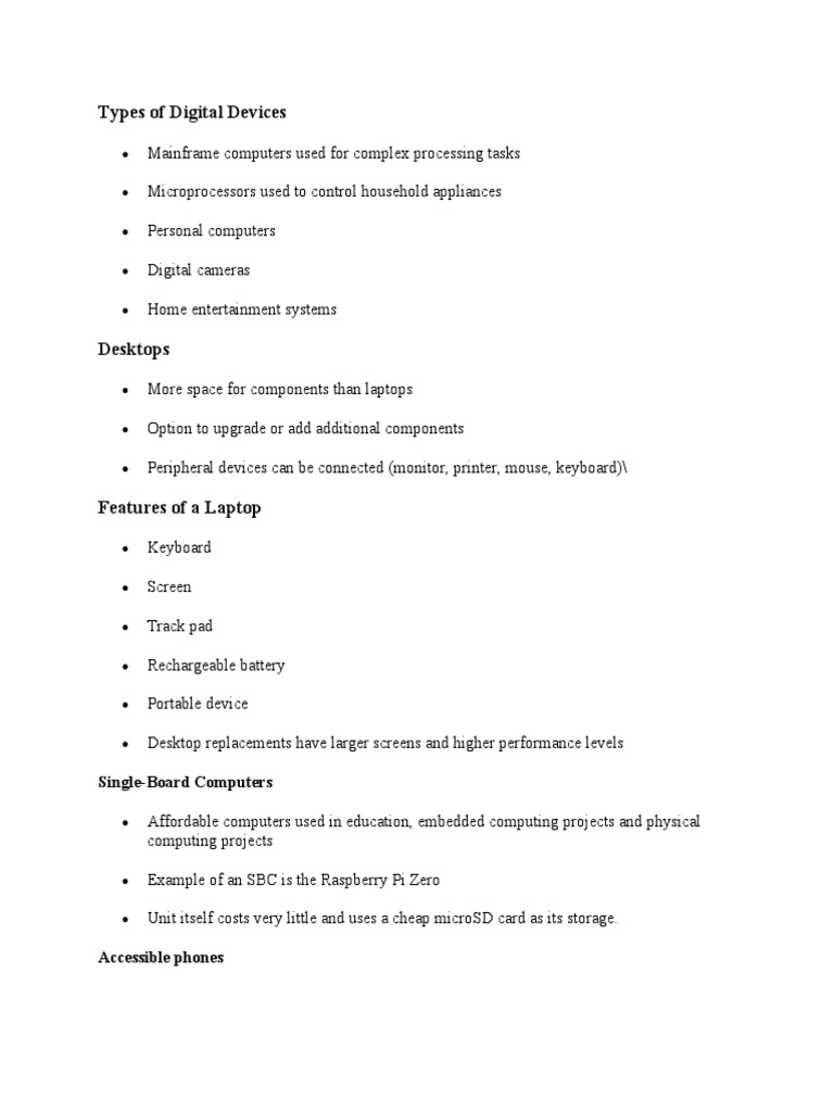 Types of Digital Devices | PDF | Printer (Computing) | Smartphone