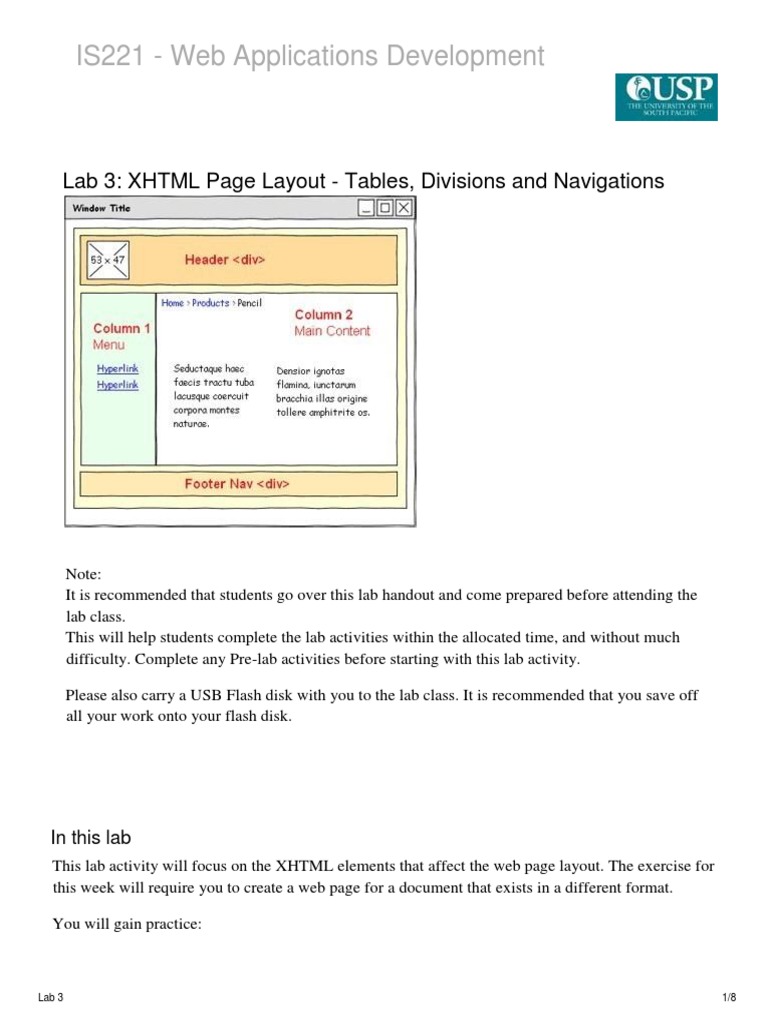 IS221 Lab3 PDF | Download Free PDF | Html Element | Xhtml