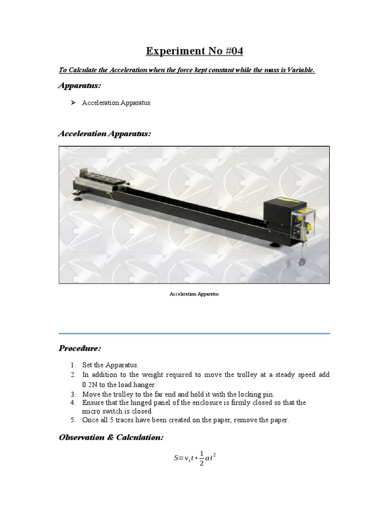 Experiment No 4 (Acc. Apparatus) | PDF