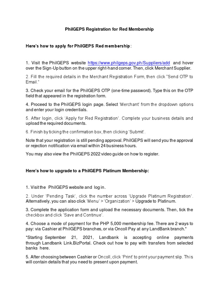 Philgeps Registration Process (Red & Platinum) | PDF | Login | Service ...