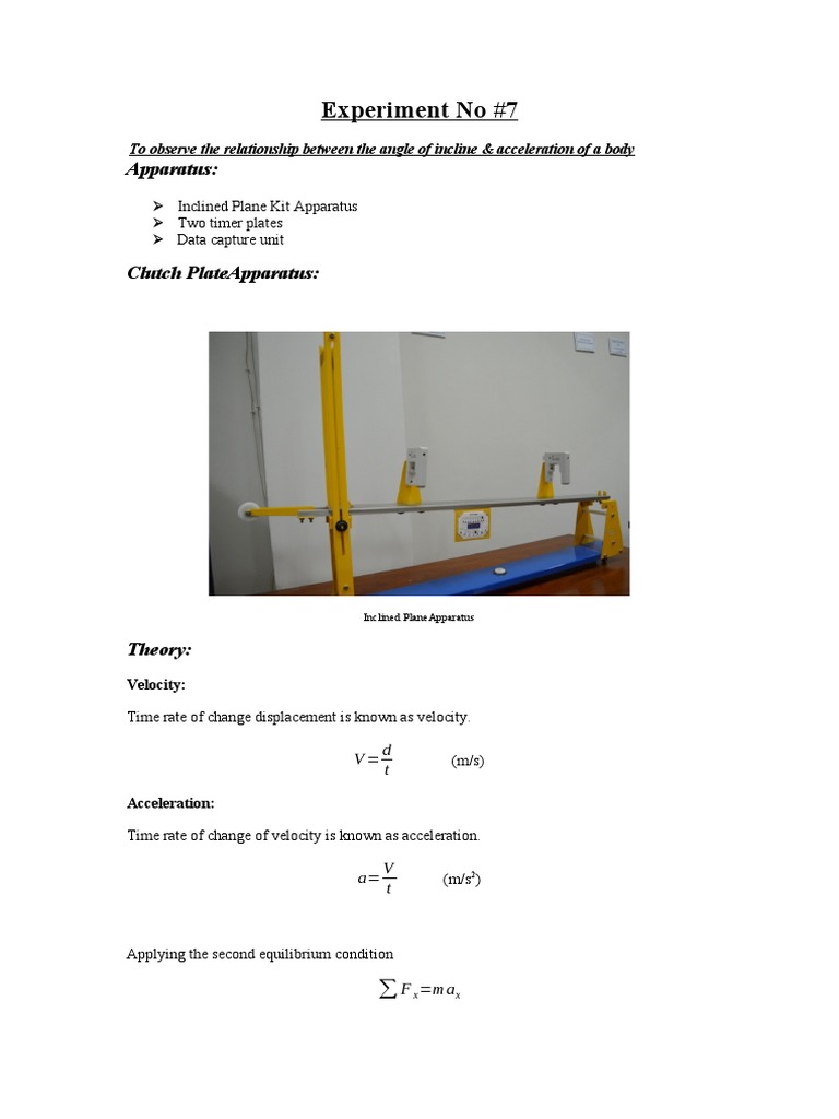 Experiment No 7(Inclined_Plane) | PDF | Slope | Physical Quantities