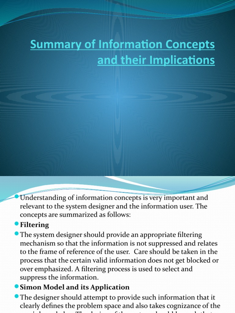 Summary of Information Concepts and Their Implications | PDF