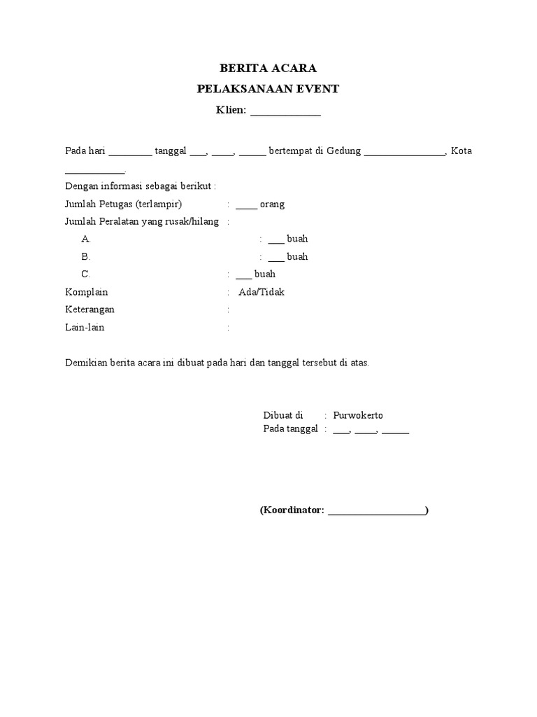 BERITA ACARA Event | PDF