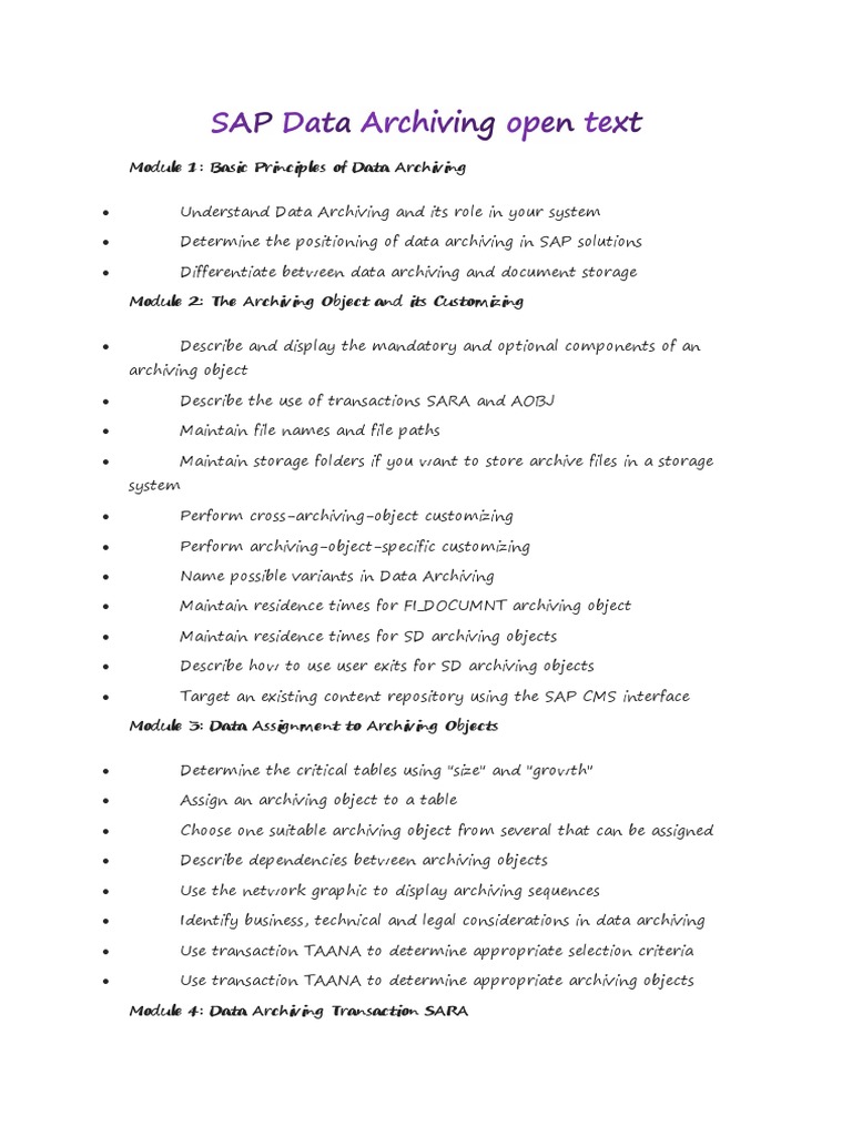 SAP Data Archiving Open Text | PDF | Computer File | Data