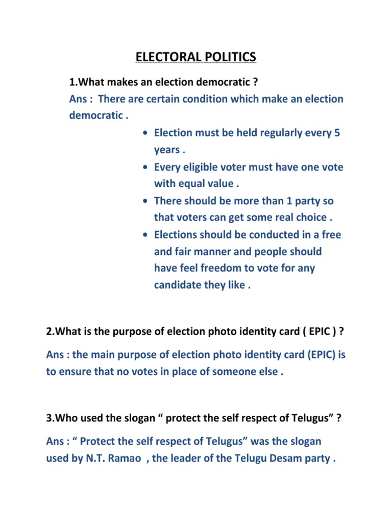 NOTES - Electoral POLITICS | PDF | Elections | Voting