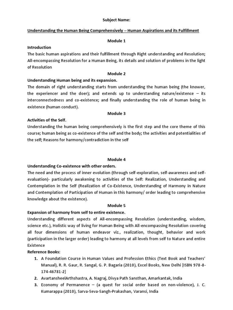 KOE-069 Syllabus | PDF | Self | Human