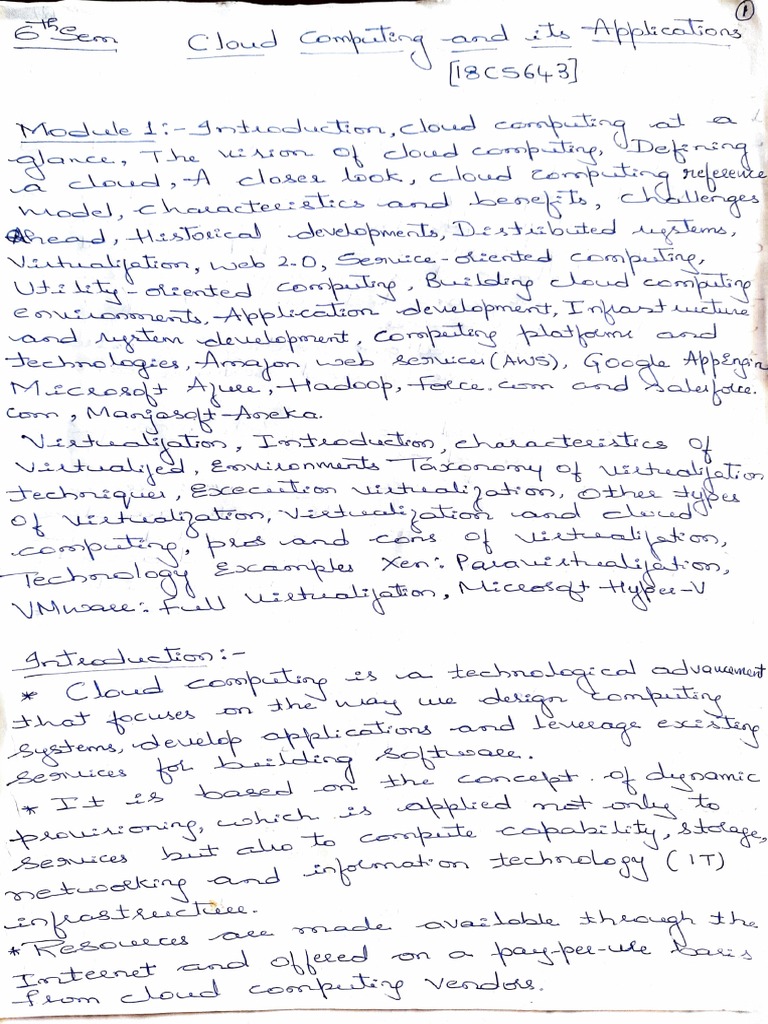 CC Notes PDF | Download Free PDF | Cloud Computing | Software As A Service