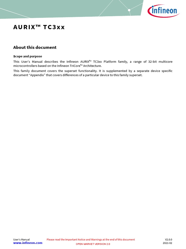 Infineon AURIX - TC3xx - Part1 UserManual v02 - 00 EN PDF | PDF | System Software | Digital ...