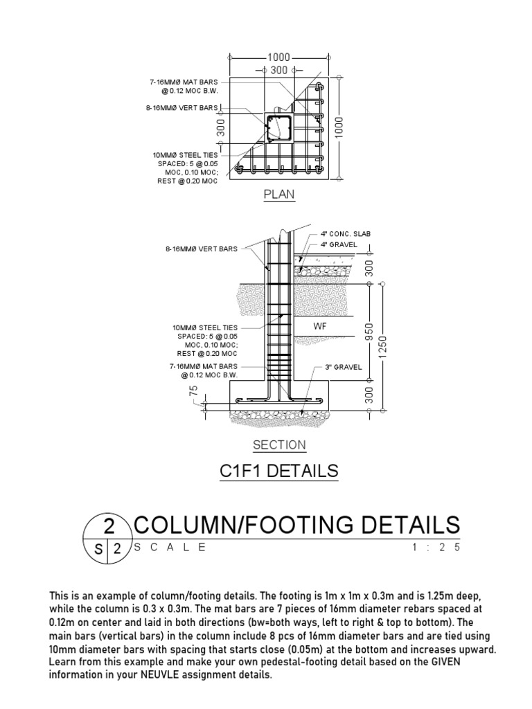 Column and Footing Detail Specifications | PDF
