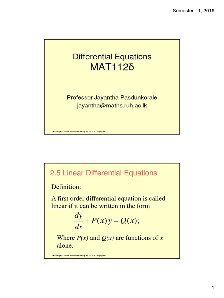 Differential - Equations Lecture Notes 04 | PDF