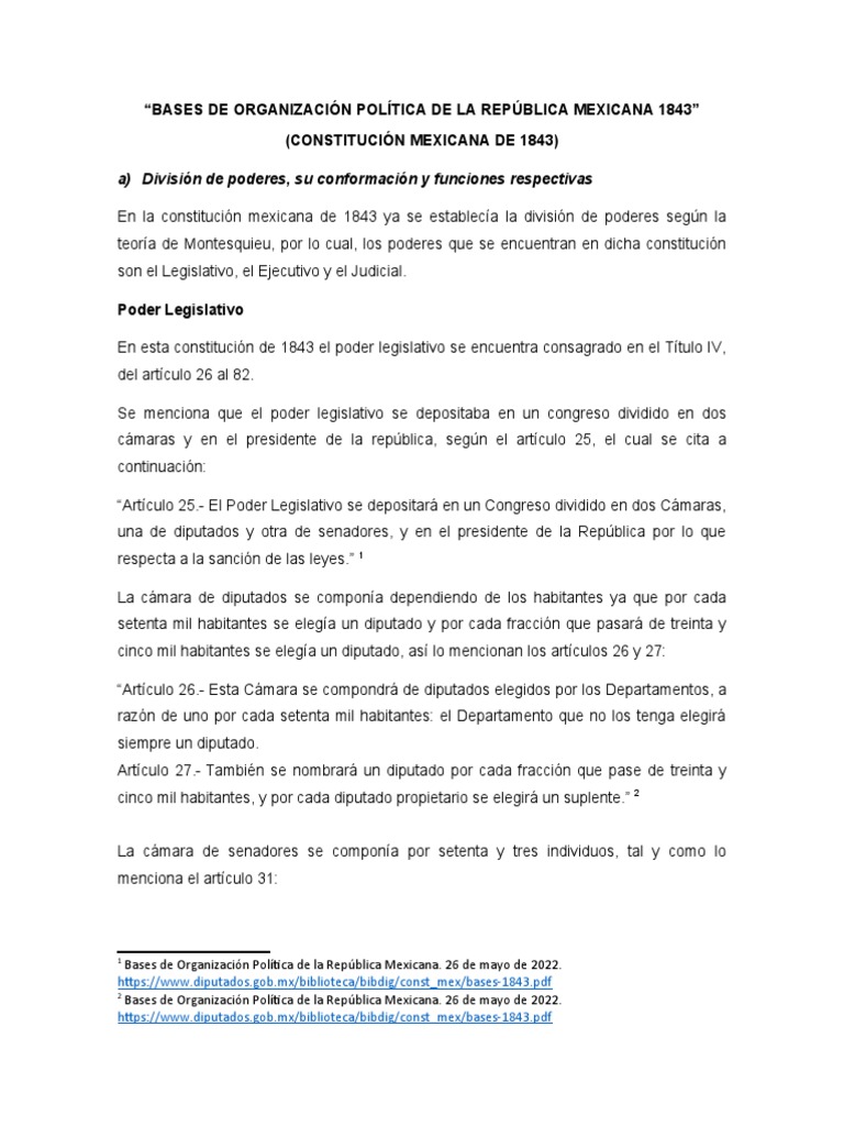 Constitucion de 1843 | PDF | Constitución | México