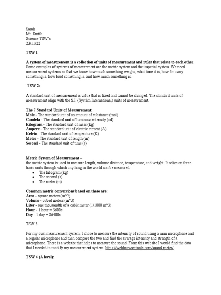 Science Applications Unit 3 Finalized Pdf International System Of Units Measurement