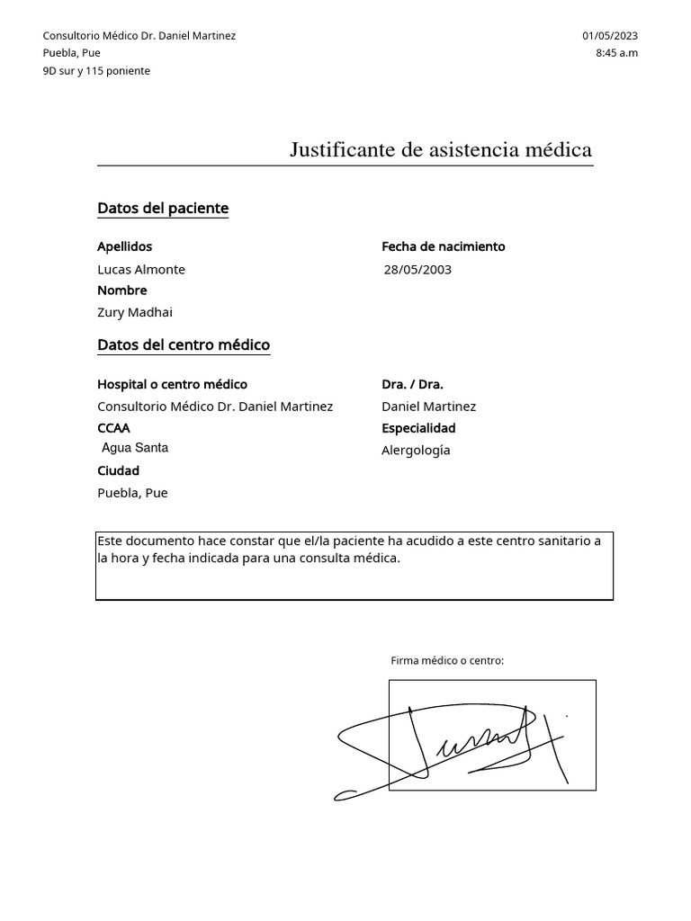 Justificante Medico PDF | PDF