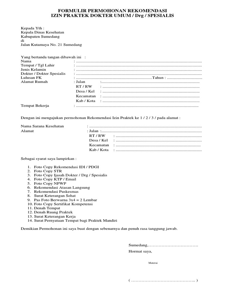 Formulir Sip Terbaru New 2023 PDF | PDF