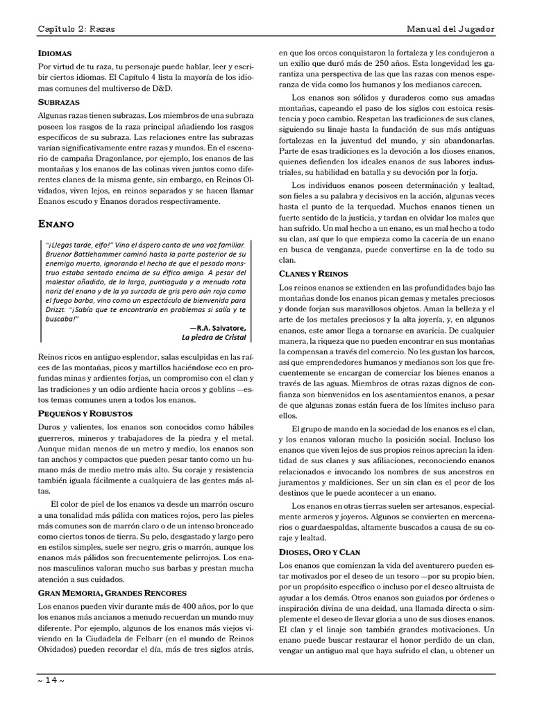 Características de los Enanos en D&D | PDF | Duendes