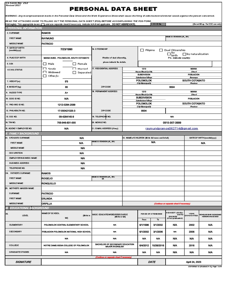 Csc Form Pdf