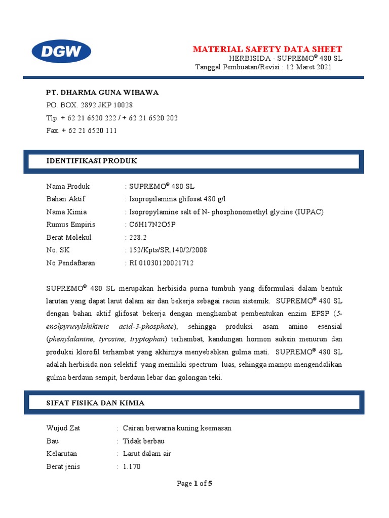 Msds H-SUPREMO 480 SL | PDF