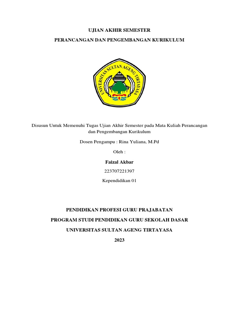 Uas-Perancangan Dan Pengembangan Kurikulum | PDF