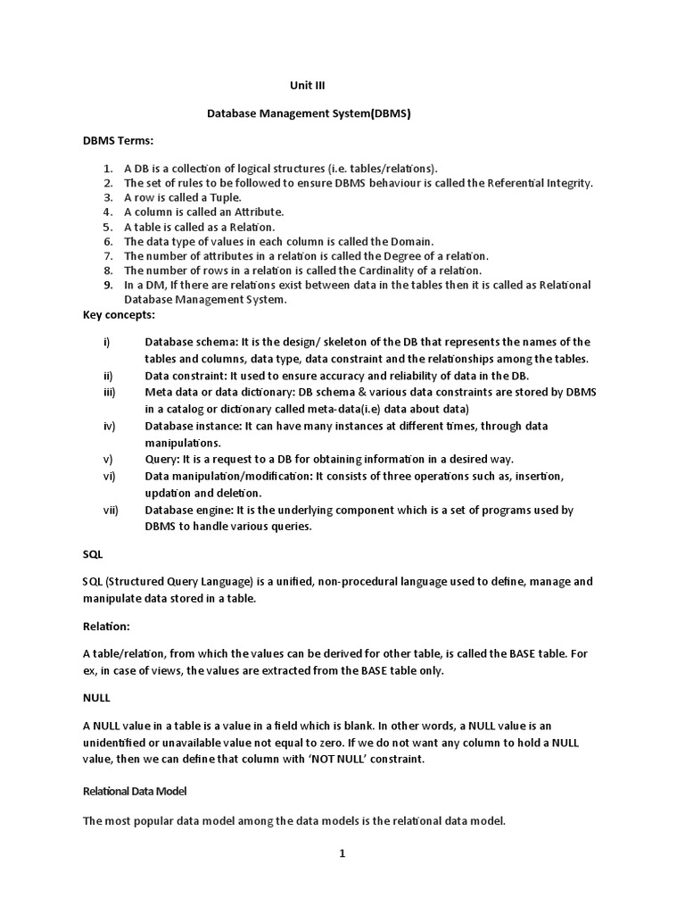 Sql Notes Download Free Pdf Relational Database Relational Model