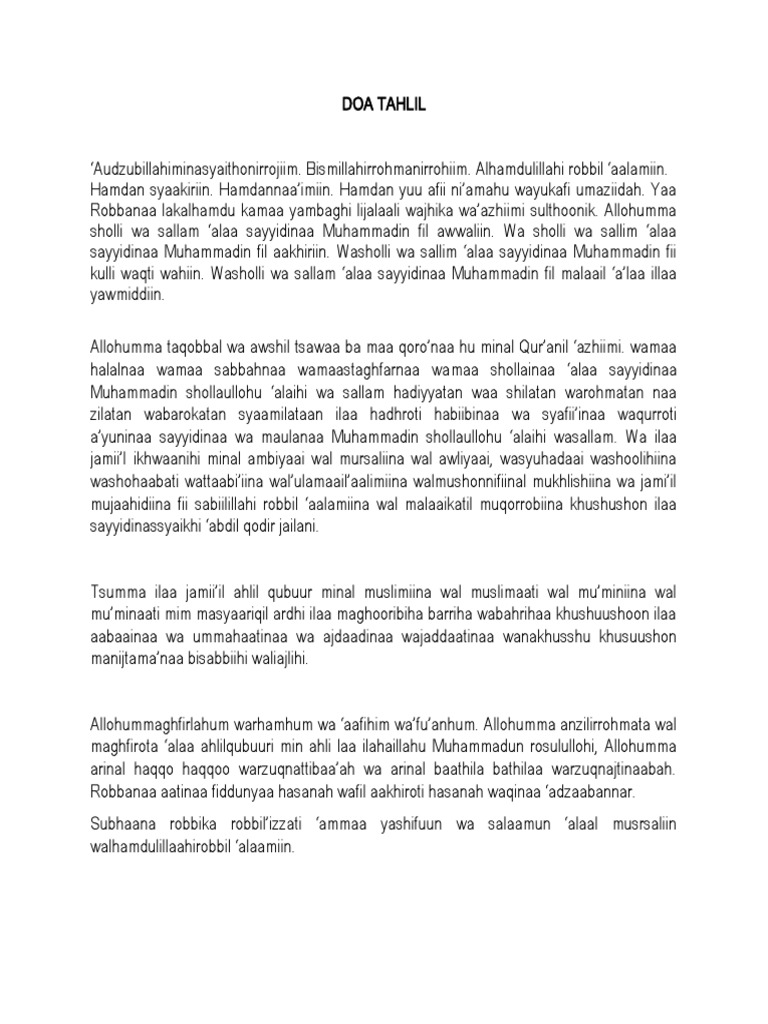 Doa Tahlil | PDF