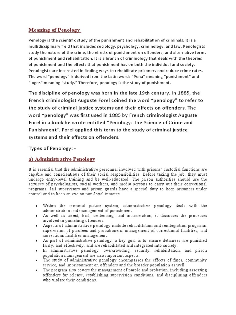 Study of Crime Punishment Rehabilitation | PDF | Rehabilitation ...