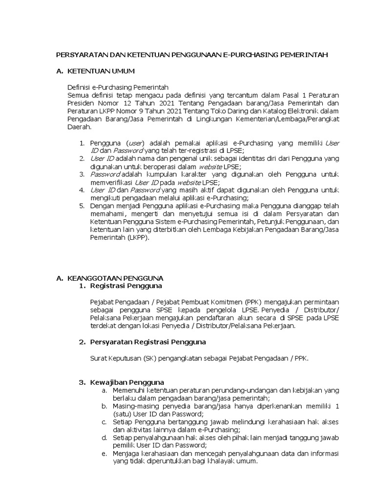 Syarat dan ketentuan penggunaan E-Purchasing.pdf | PDF Syarat dan ketentuan penggunaan E-Purchasing.pdf | PDF