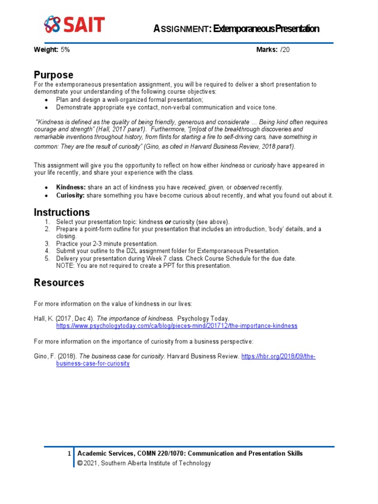 COMM 1070 - Extemporaneous Presentation | PDF | Curiosity | Body Language