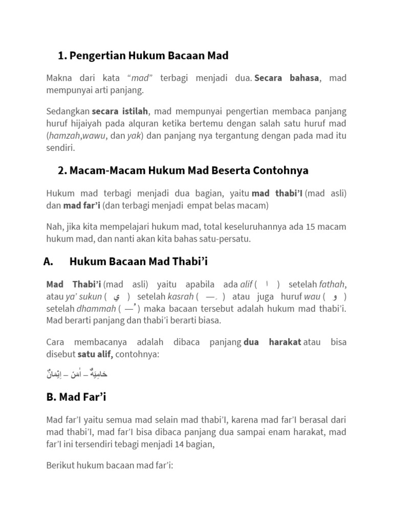 Pengertian Hukum Bacaan Mad | PDF