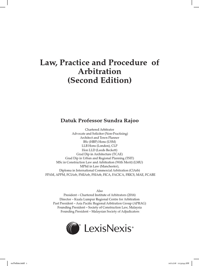 Law, Practice and Procedure of Arbitration (Sundra Rajoo) PDF | PDF