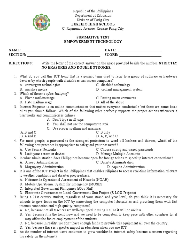 Empowerment-Technology-Summative Test | Download Free PDF | Computing