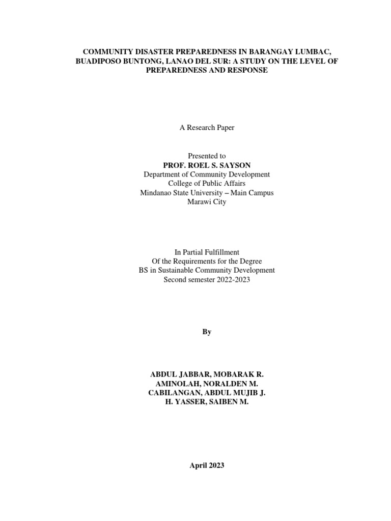 Revised THESIS 123 PDF | PDF | Emergency Management | Disaster Risk Reduction