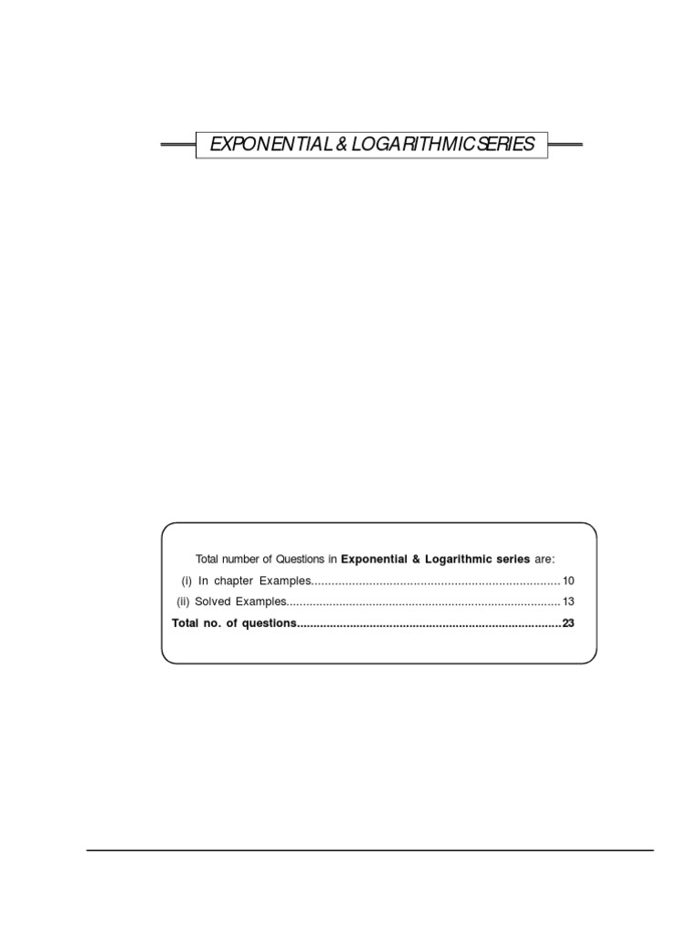 Exponential Series (Complete) Theory Module-6-B | PDF | Special Functions | Mathematical Objects