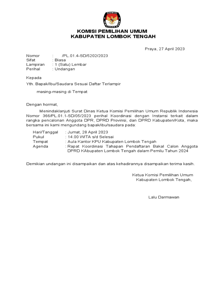 Undangan Koordinasi | PDF