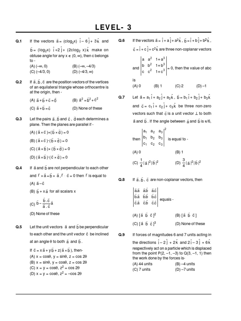 Vector Levels (3 To 4) Ex. Module-6-A | PDF | Triangle | Euclidean Vector
