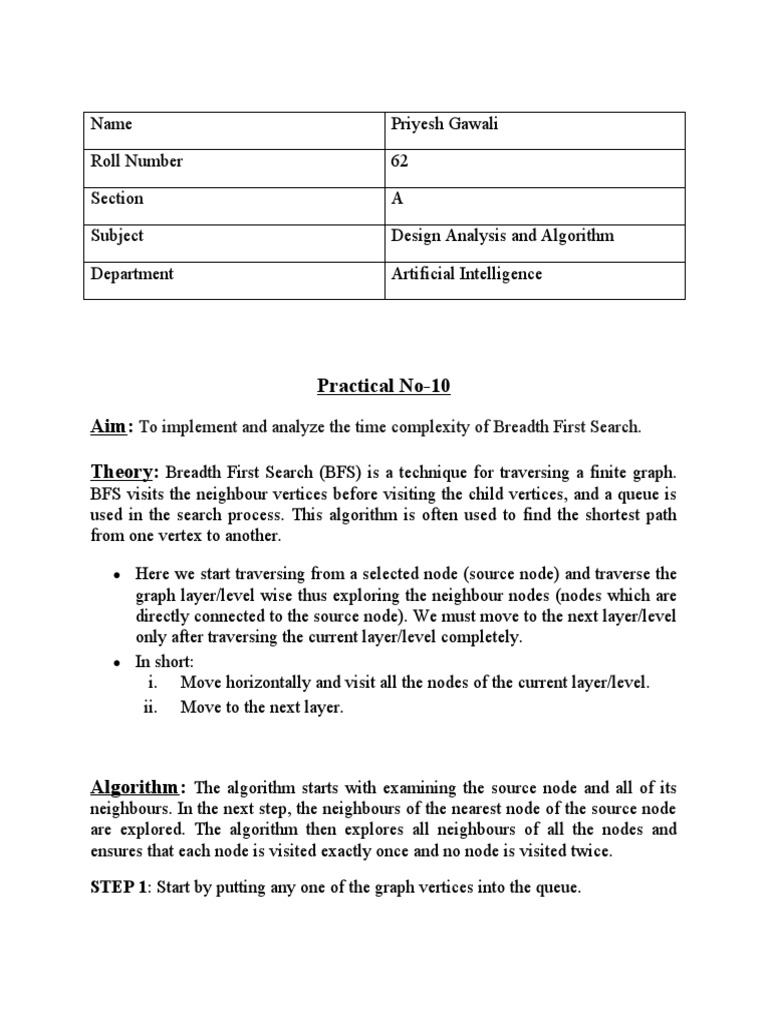 Daa Practical 10 1 Pdf