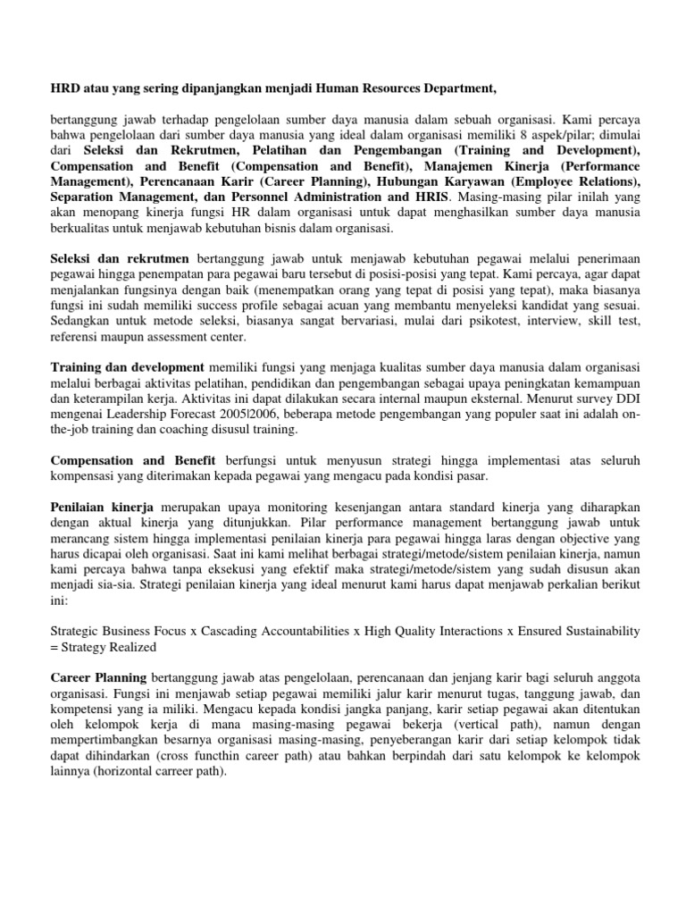 Tugas dan Pilar HRD serta GA | PDF
